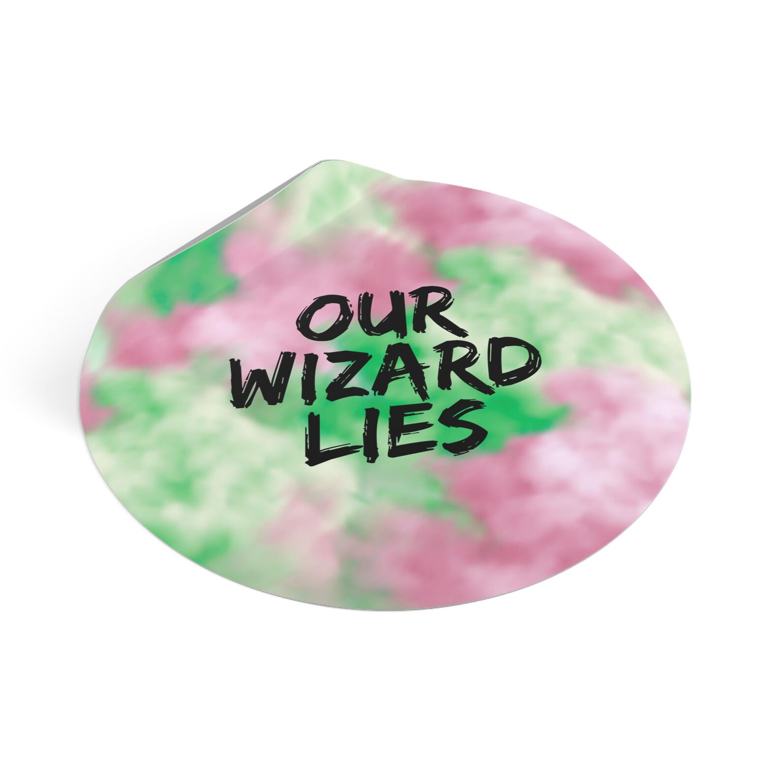 Our Wizard Lies Pink and Green Wicked Inspired Round Vinyl Stickers ...