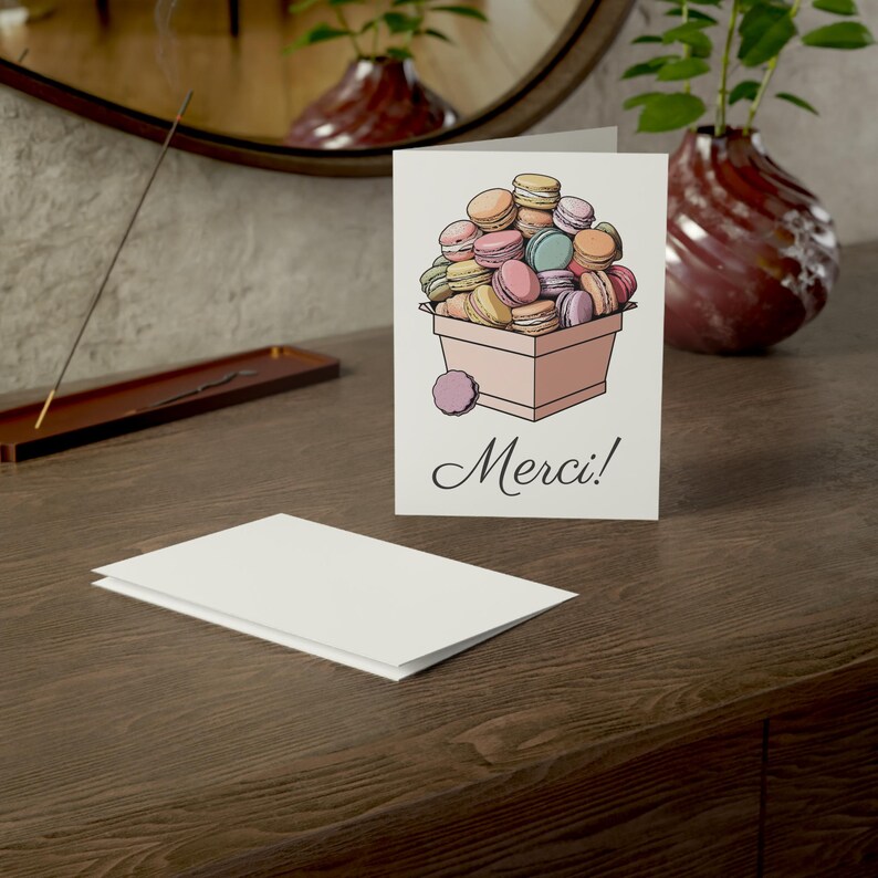 Merci French Macarons Thank You Cards - Cream, Blank Inside (1, 10, 30 ...