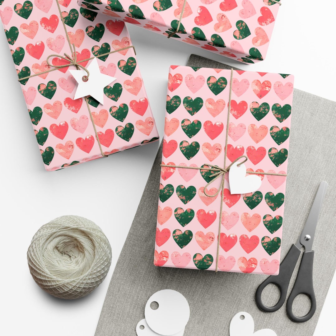 Wicked Inspired Pink and Green Valentine Hearts (holiday Wrapping ...