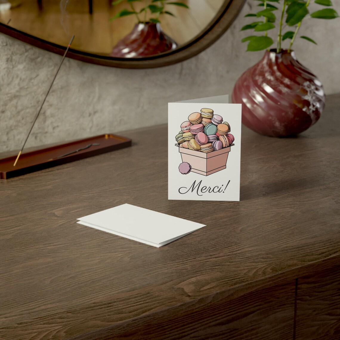 Merci French Macarons Thank You Cards - Cream, Blank Inside (1, 10, 30 ...