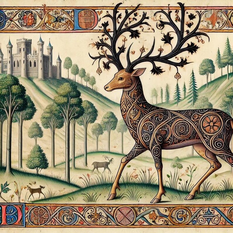 Medieval Stag | Digital Art Print | Wall Art | AI Generated | AI Art ...