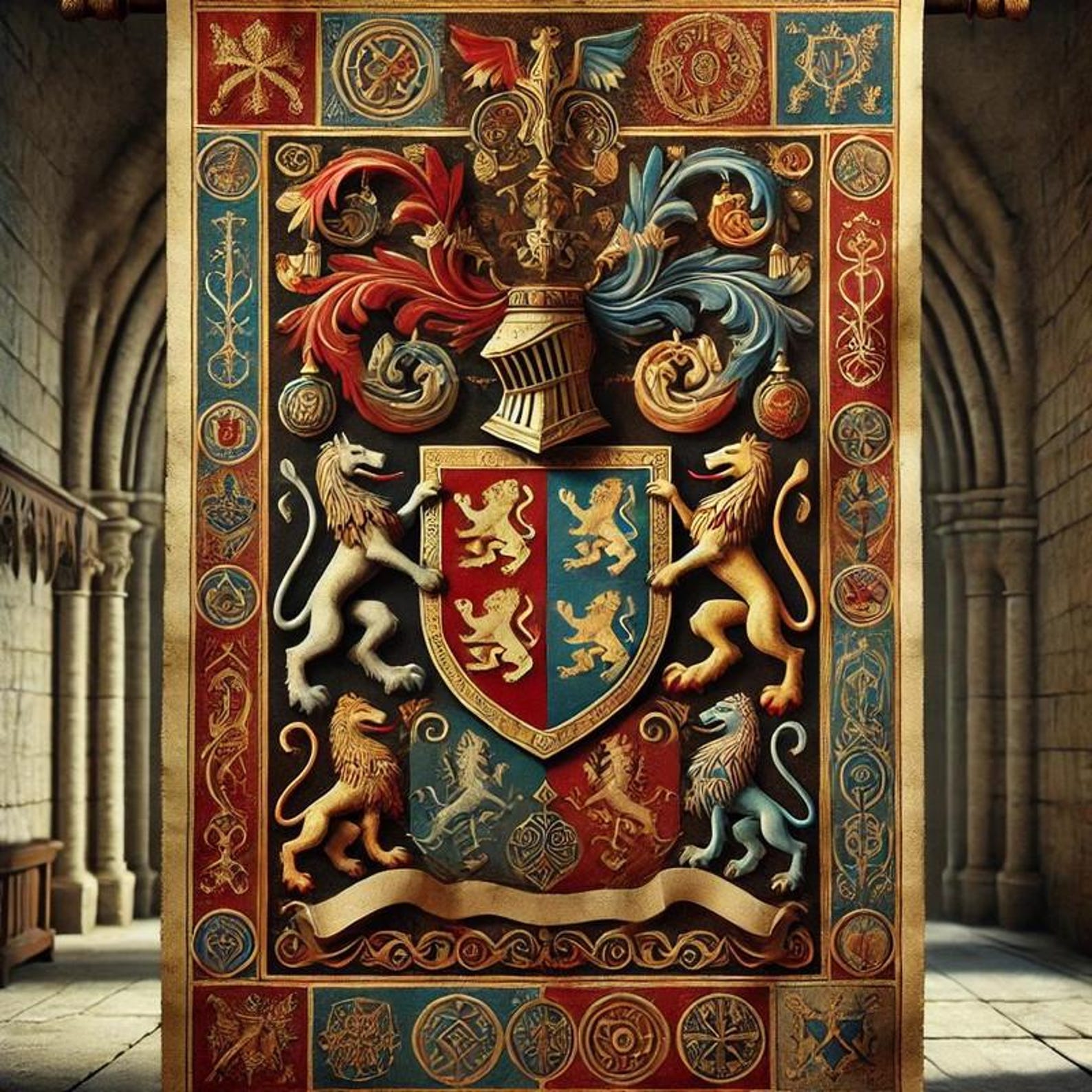 Coat of Arms Heraldic Banner Art Digital Art Print | Wall Art | AI ...