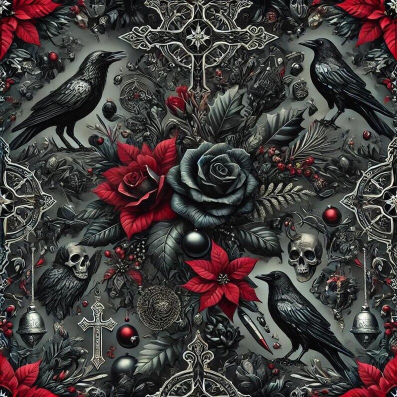 Goth Raven Rose2 | Digital Art Print | Wall Art | AI Generated | AI Art ...