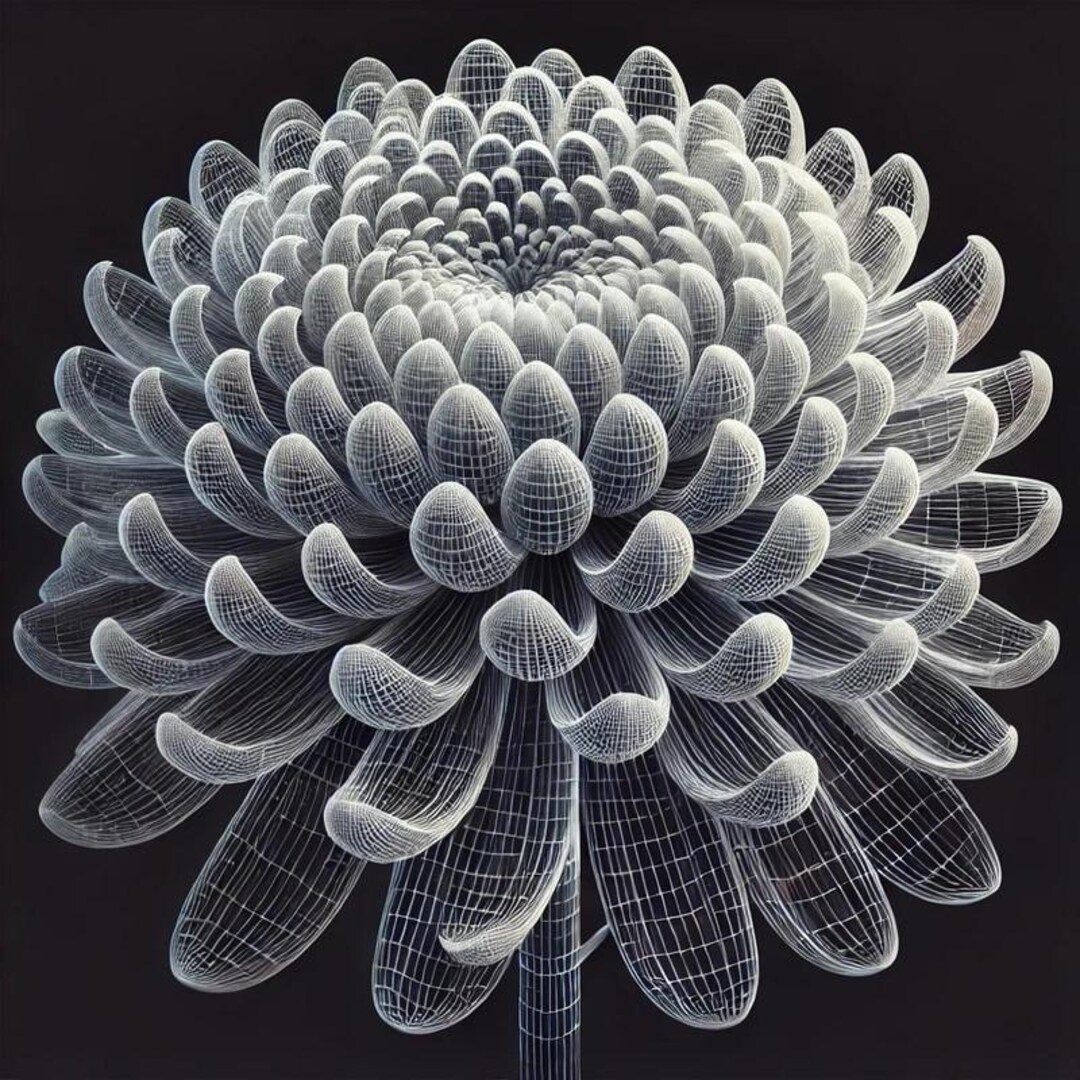 Modern Floral Wireframe Art Digital Art Print | Wall Art | AI Generated ...