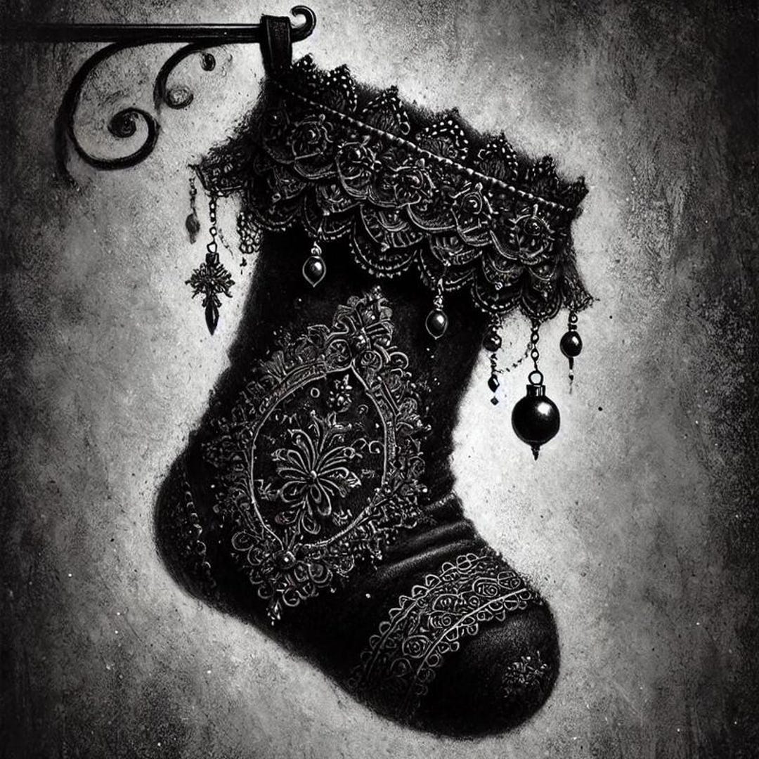 Xmas-goth-stocking4 Digital Art Print Wall Art AI Generated AI Art ...