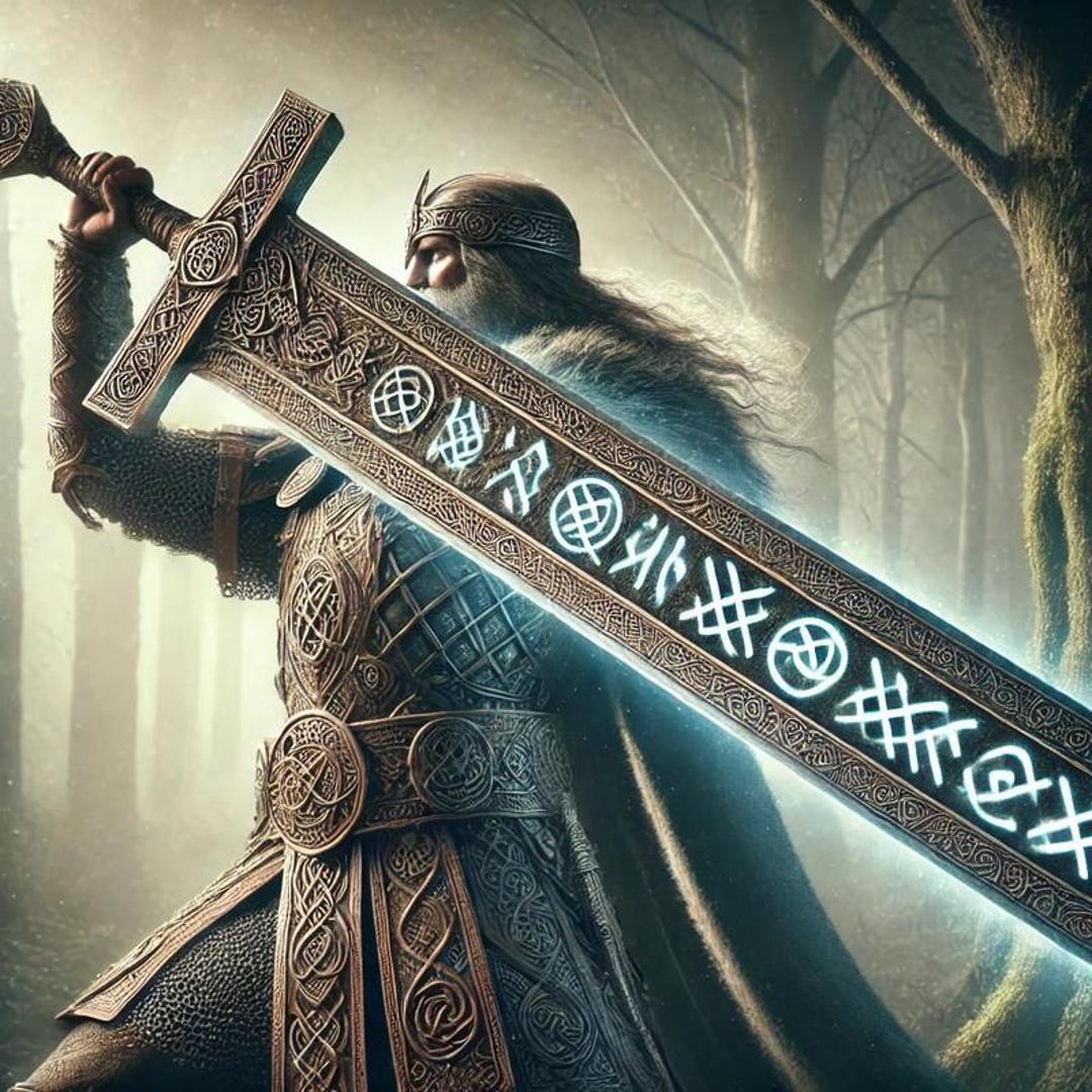 Celtic Rune Sword Glowing Runes Digital Art Print Wall Art AI Generated ...