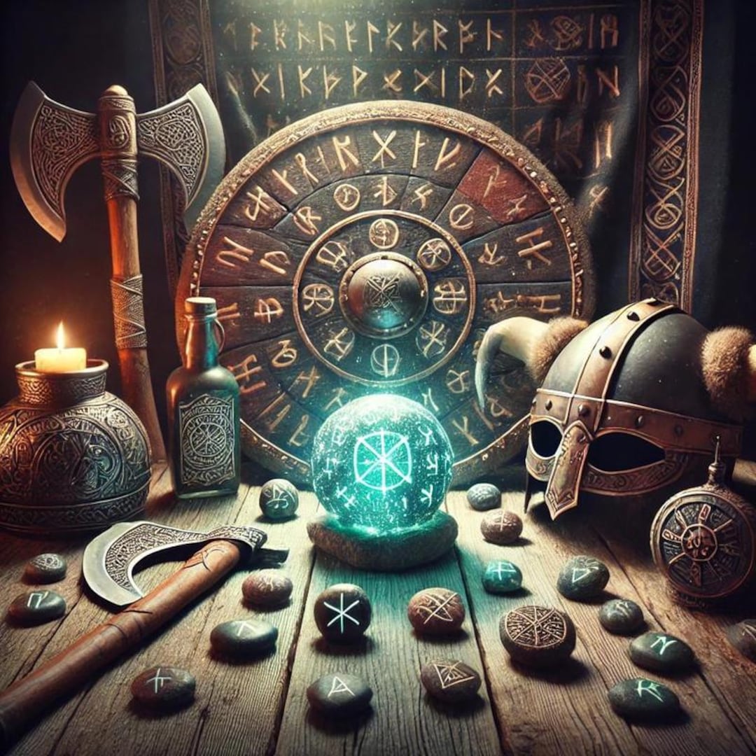 Viking Artifacts Runes | Digital Art Print | Wall Art | AI Generated ...