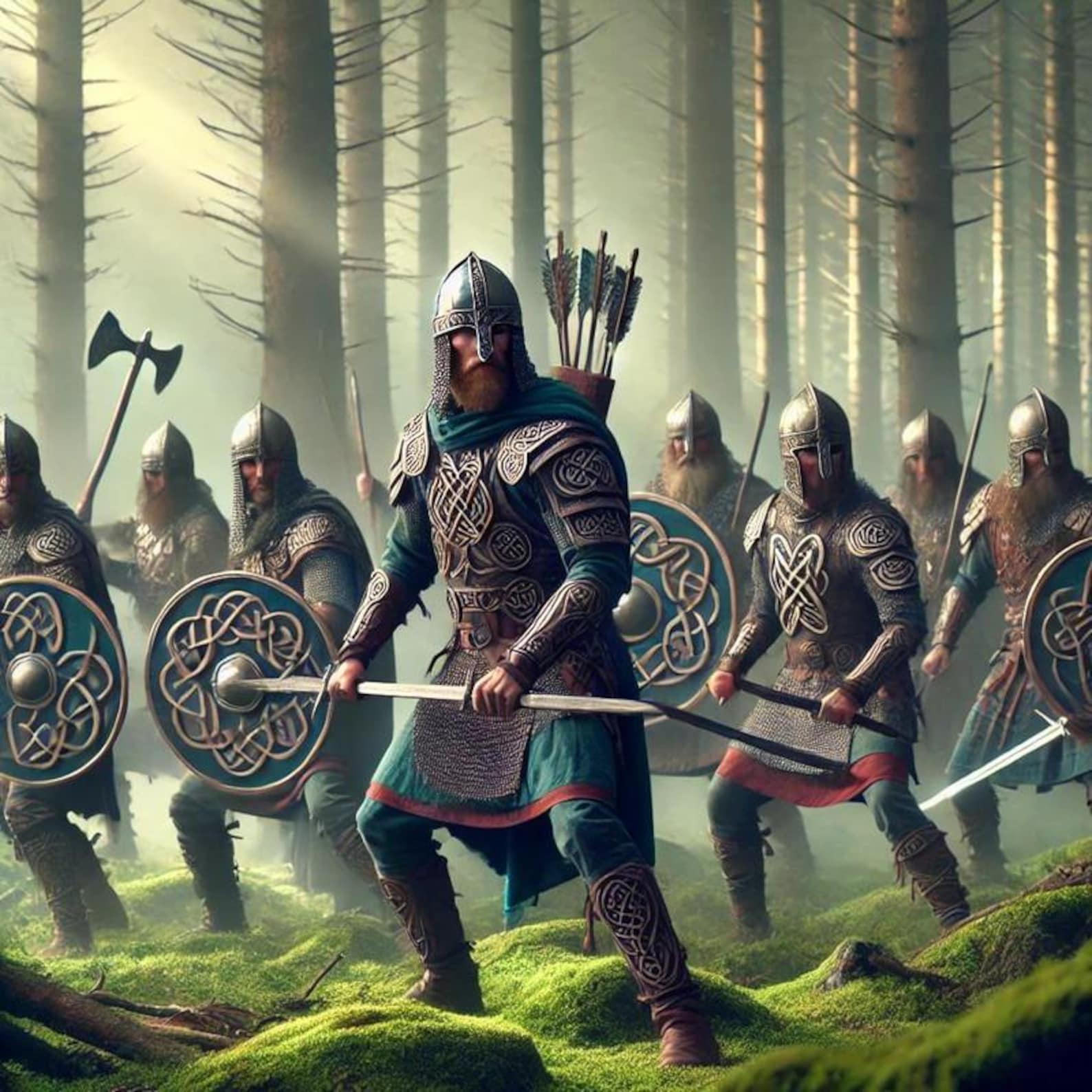 Celtic Battle Scene Warriors Shields Digital Art Print Wall Art AI ...