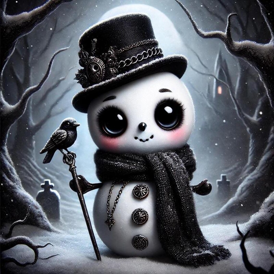 Xmas Goth Snowman | Digital Art Print | Wall Art | AI Generated | AI ...