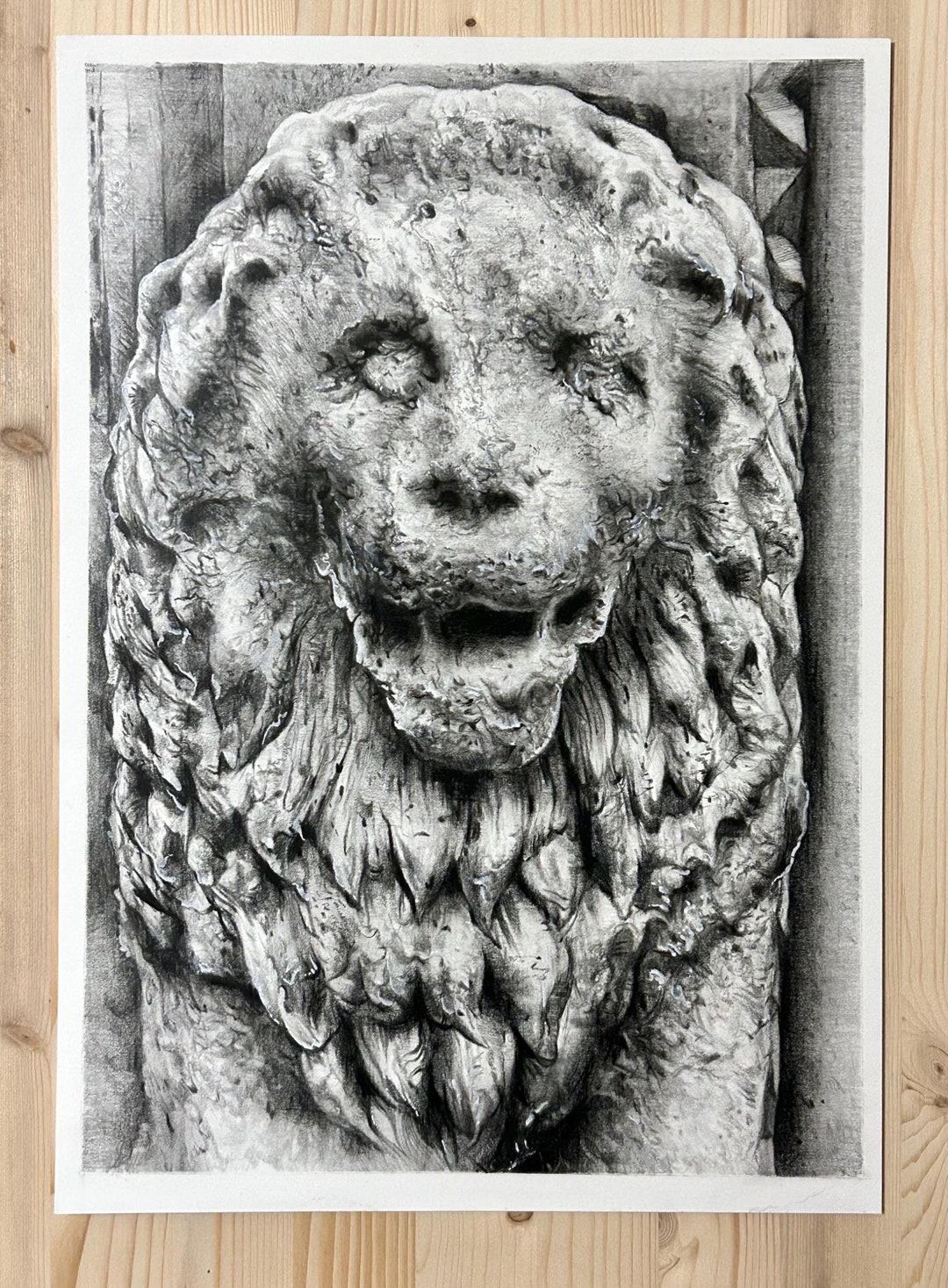Winged Lion manticore Statue Drawing - Etsy