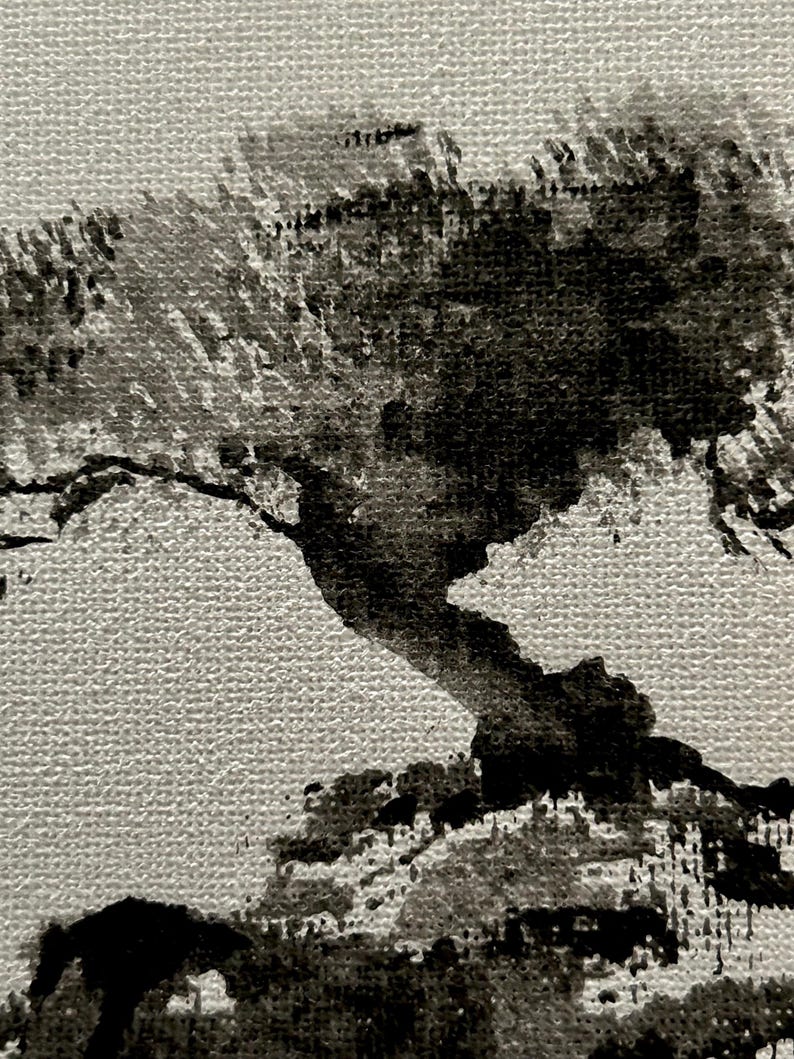 Hand-painted Tree on the Hill Art Painting - One-of-a-kind - the Red ...