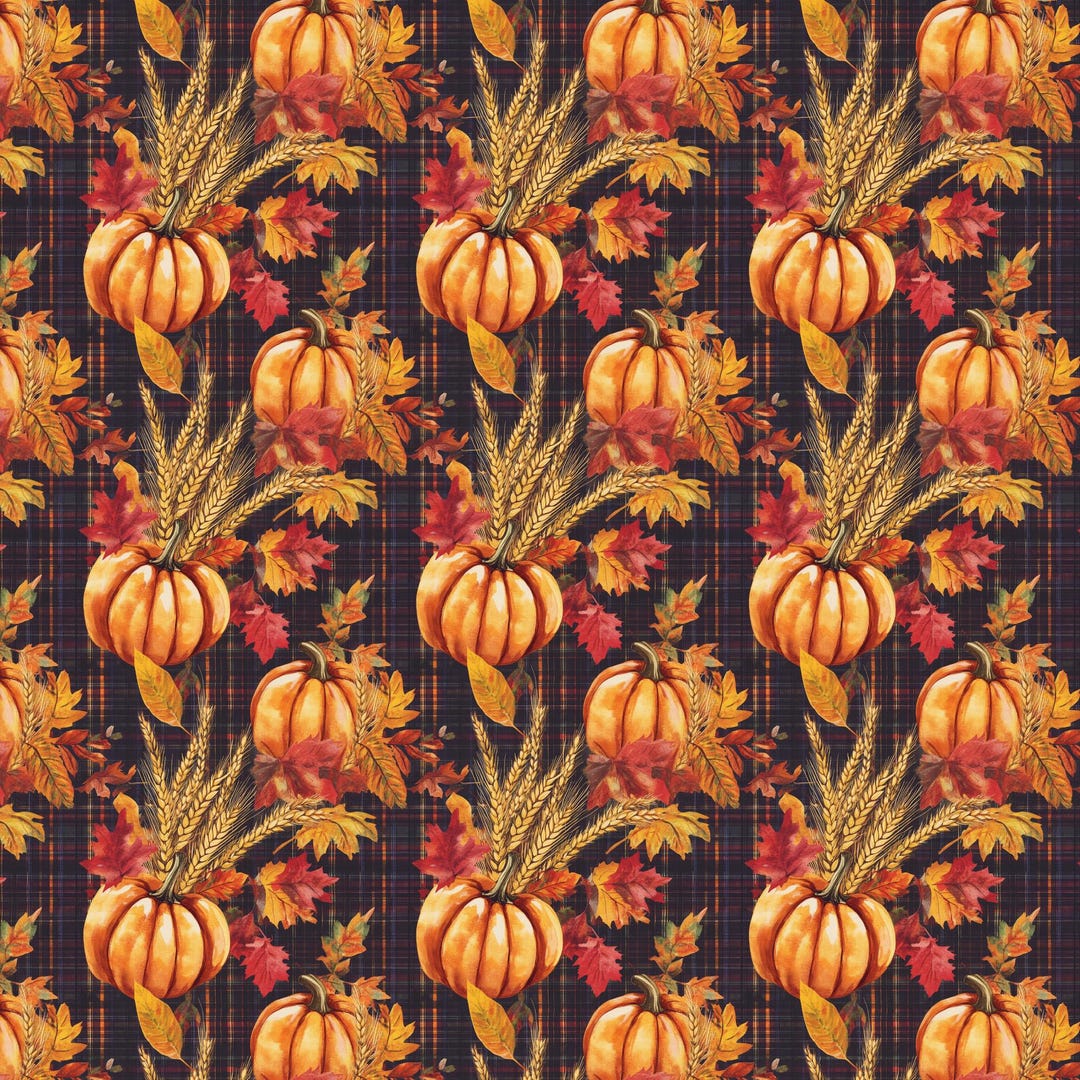 Rustic Harvest Seamless Fall Pattern – Cozy Autumn Pumpkins, Corn ...