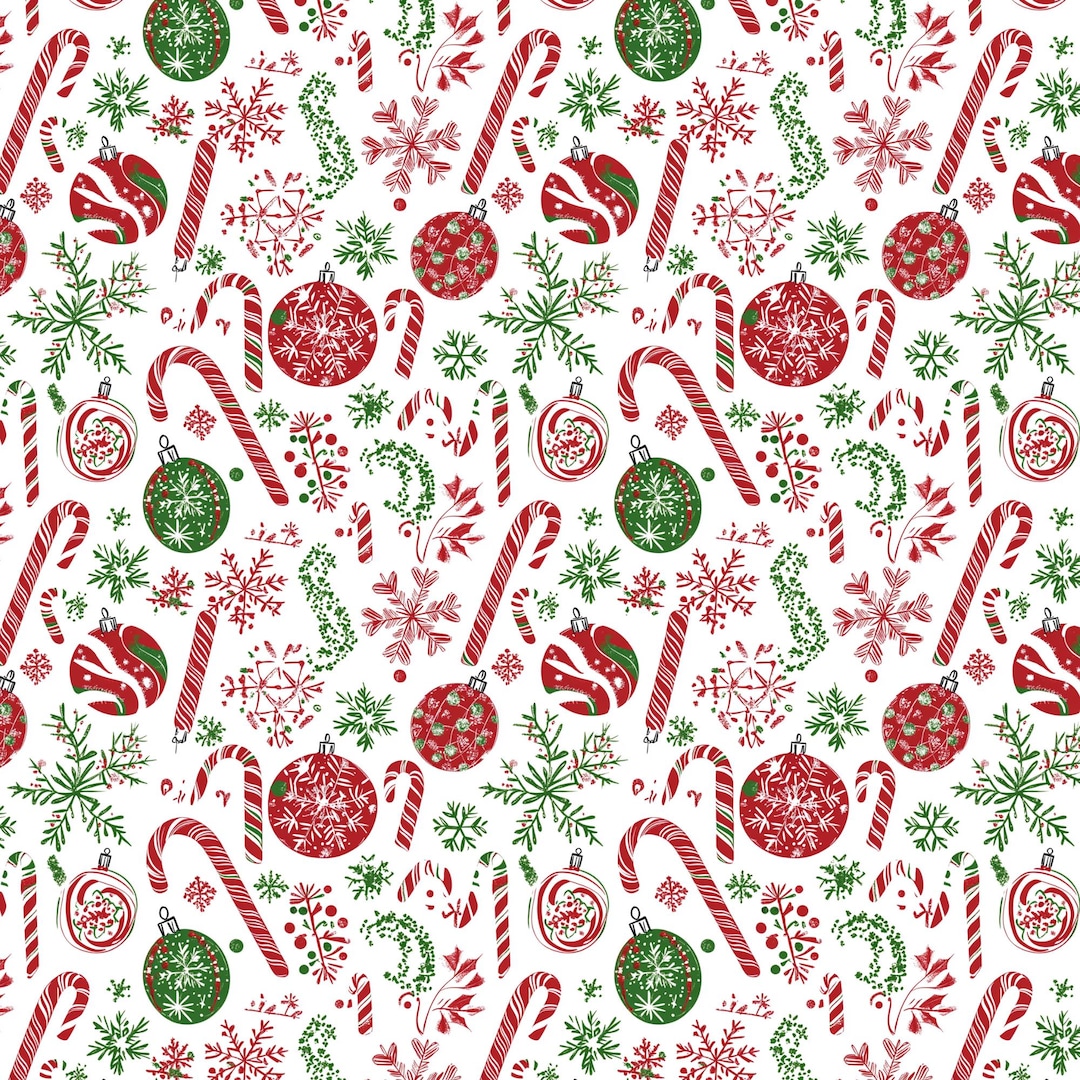 Candy Cane, Snowflake Christmas Decorations Digital Print - Etsy