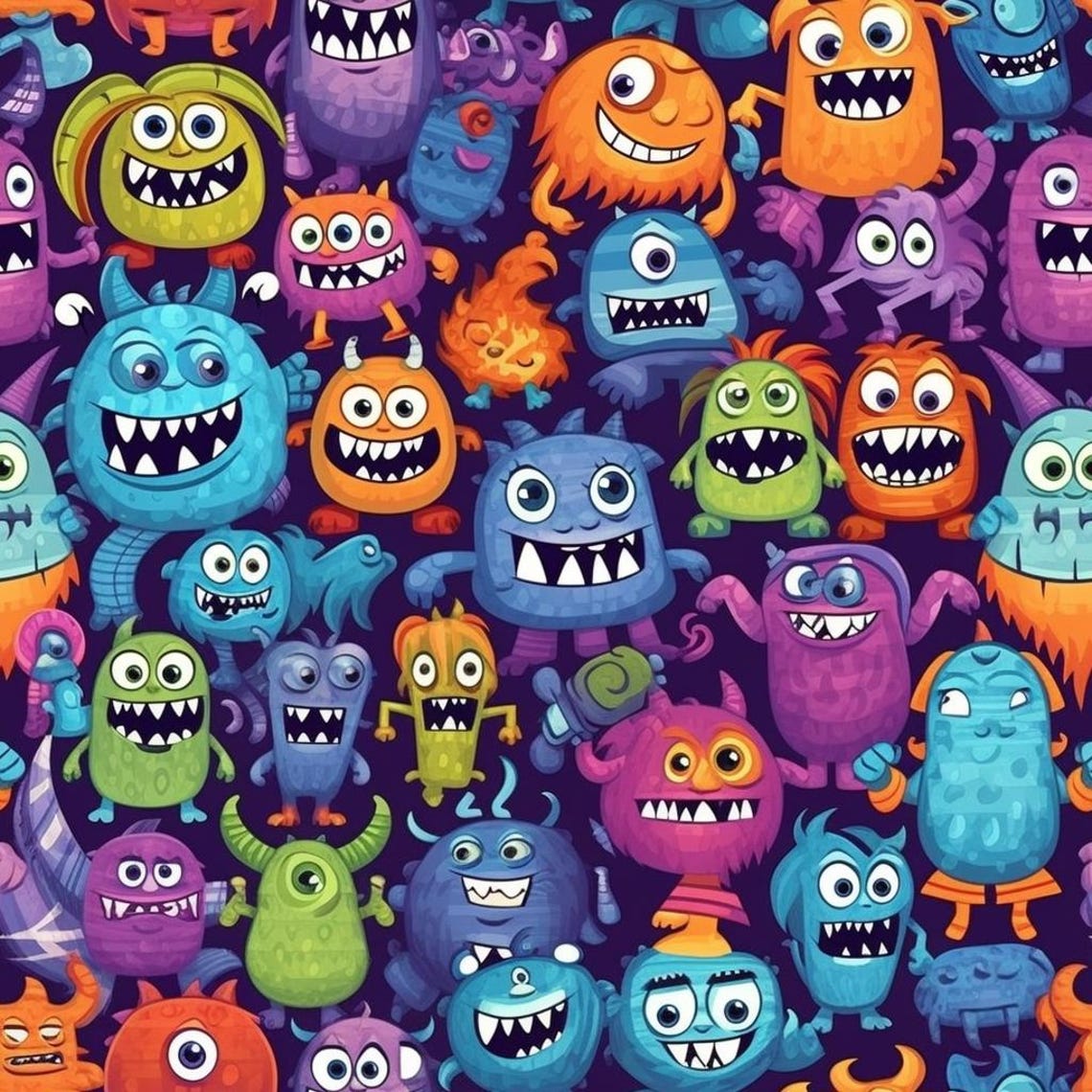Monster Halloween Pattern - Etsy