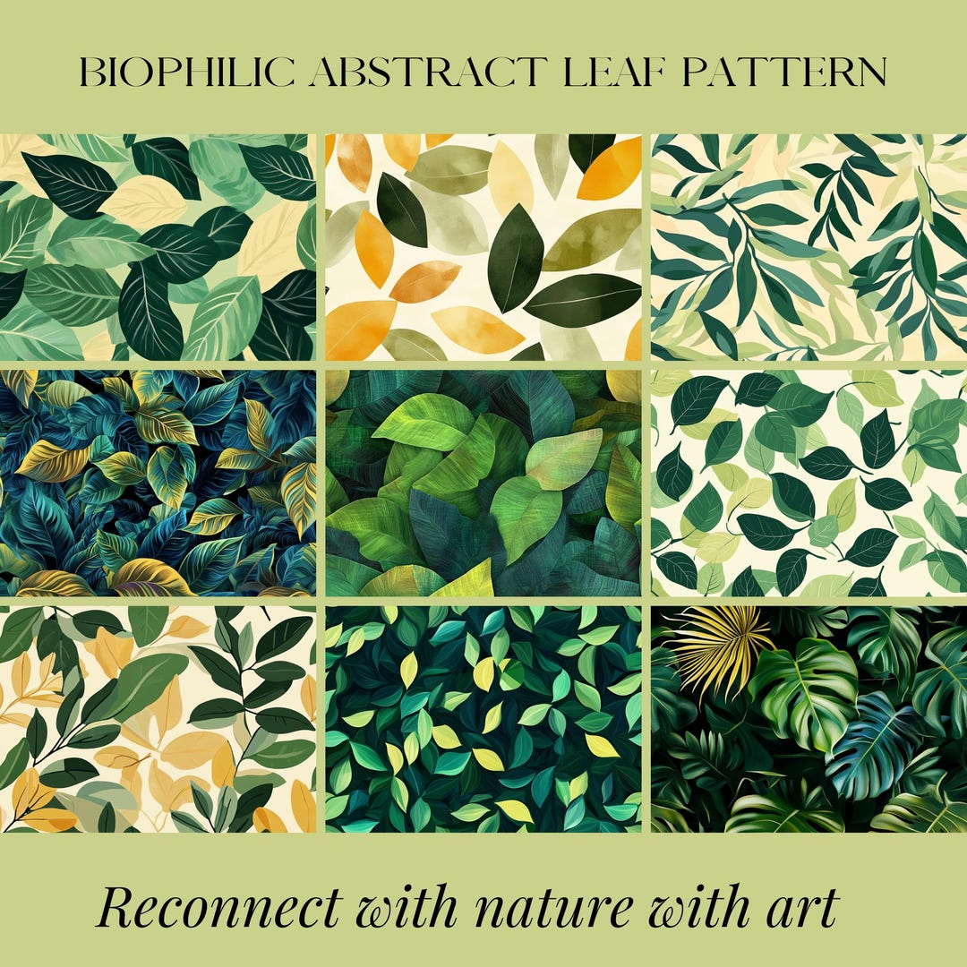 Biophilic Abstract Leaf Seamless Pattern Digital Prints Bundle - Etsy