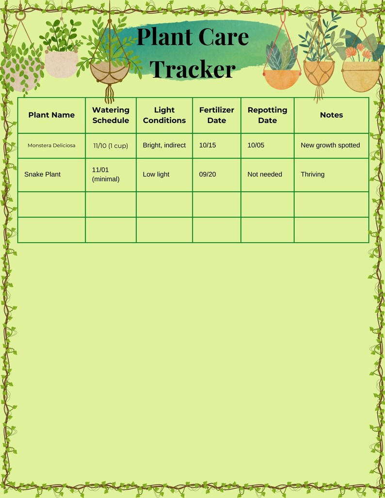Plant Care Tracker | Printable + Fillable Versions Included ...