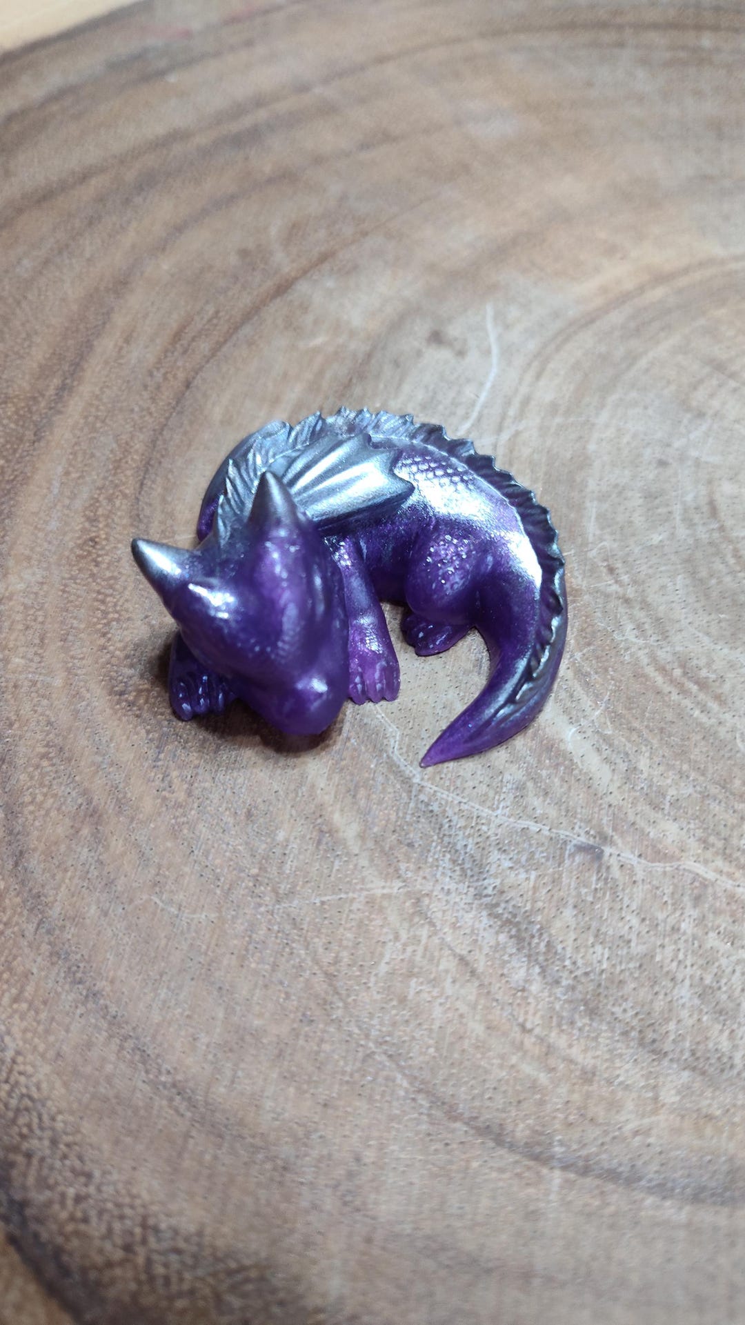 Tiny Purple Sleeping Baby Dragon , Figurine, Knick Knack, Decorative ...
