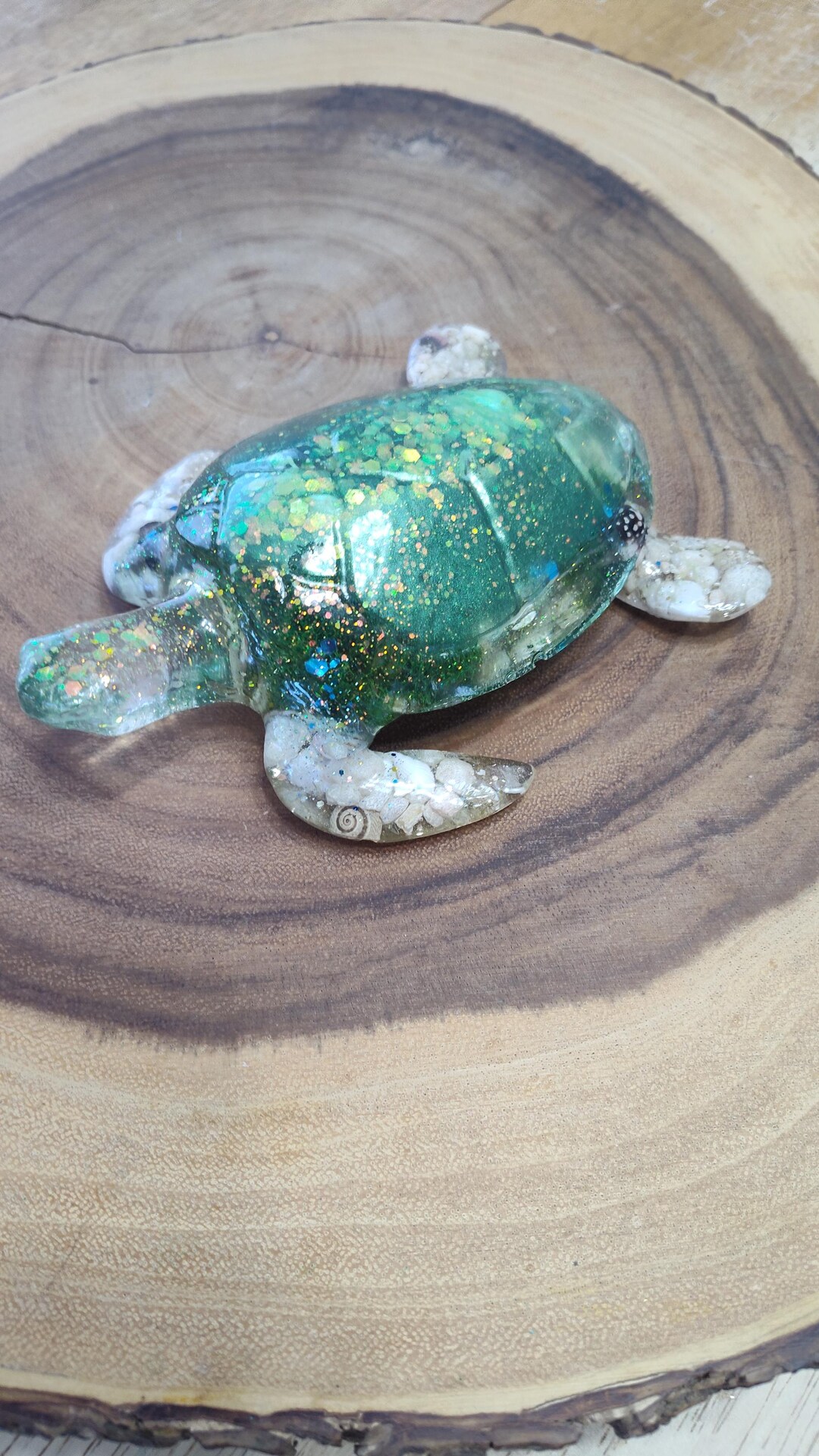 Epoxy Resin Sea Turtle Figurine: Seashells and Rocks - Etsy