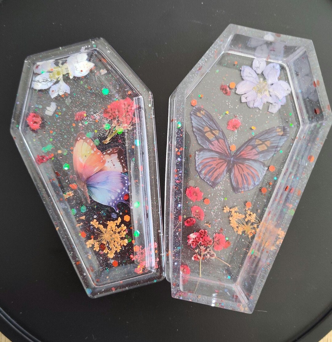 Resin Coffin Box: Pressed Flowers, Butterfly Trinket Stash Box - Etsy