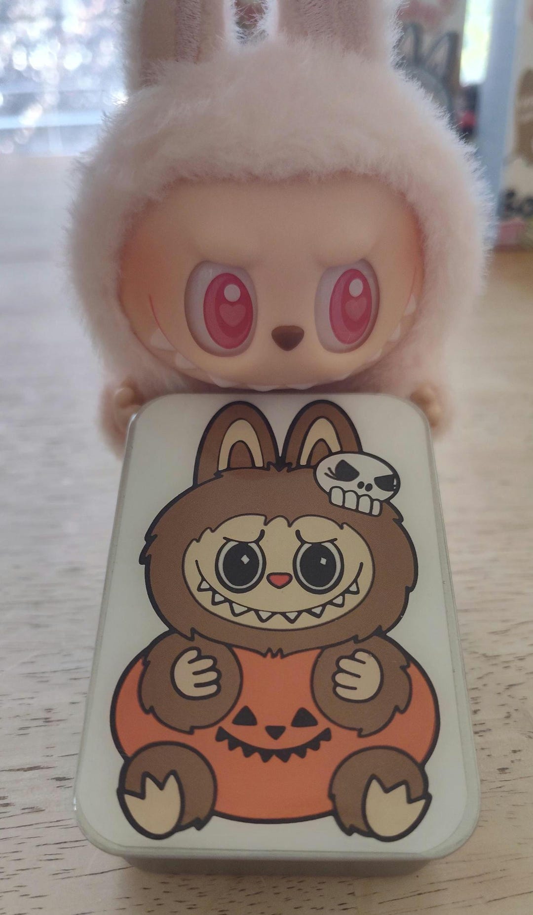 Halloween Pumpkin Labubu Inspired Slide Top Notions Tin: Resin-coated ...