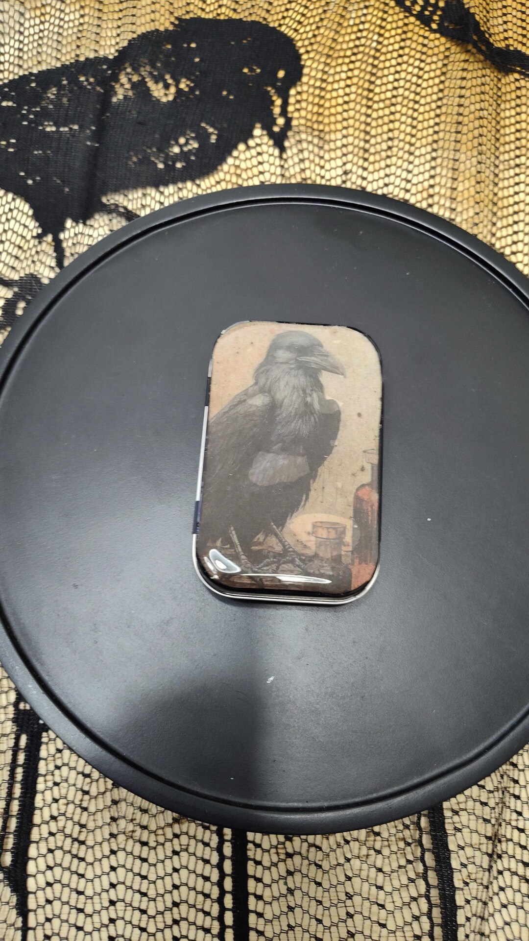 Crow Notions Tin, Gothic, Halloween, Sewing, Knitting, Pill Box, Gift ...