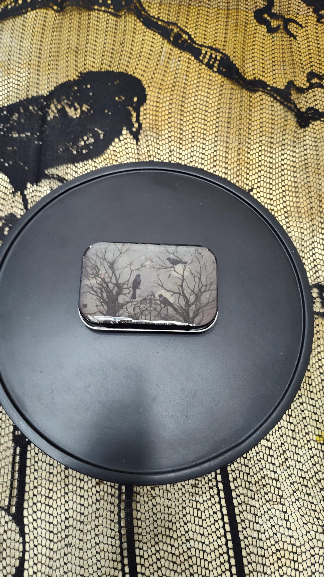 Crow Notions Tin, Gothic, Halloween, Sewing, Knitting, Pill Box, Gift ...