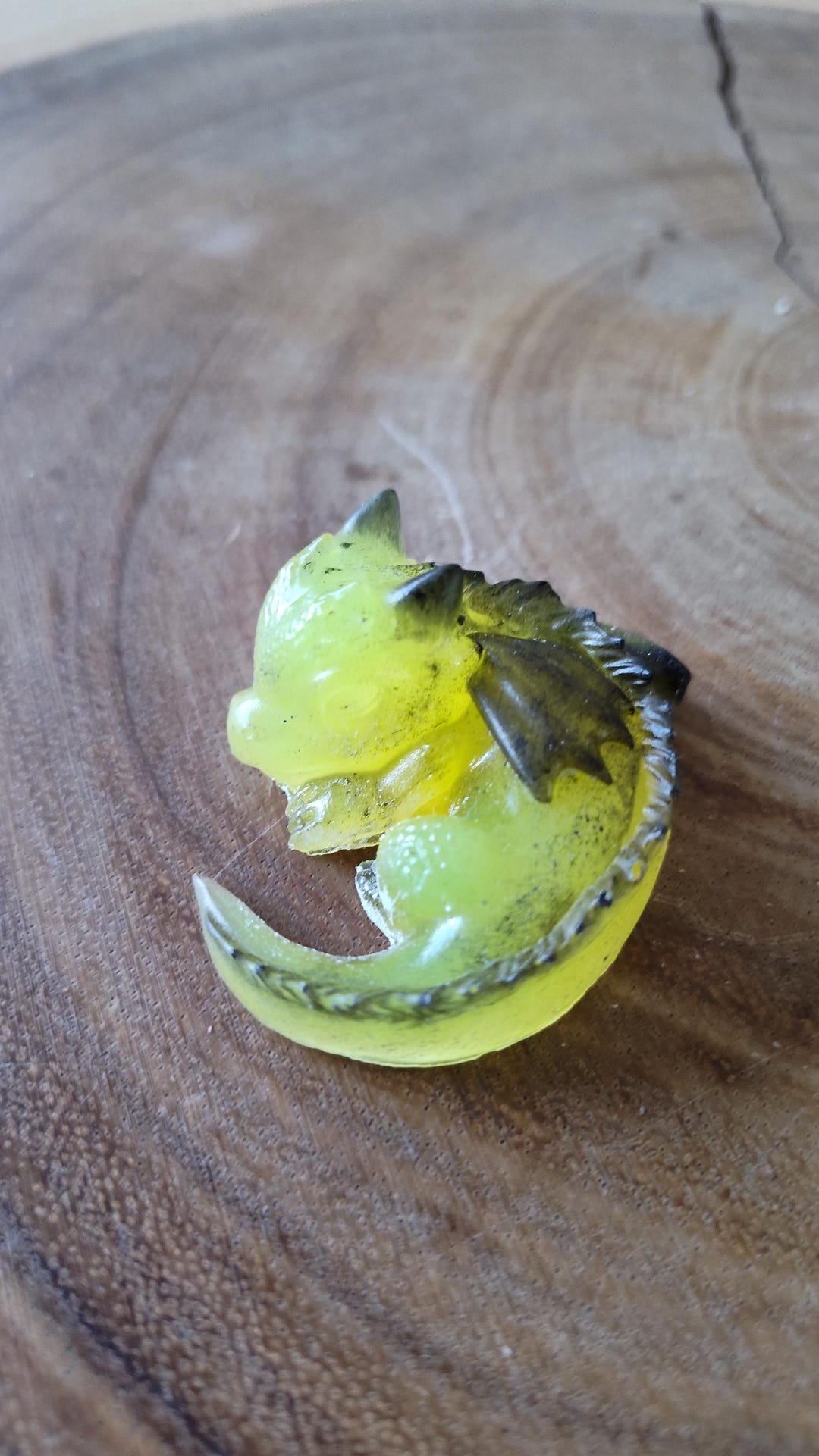 Tiny Yellow and Black Sleeping Baby Dragon , Figurine, Knick Knack ...