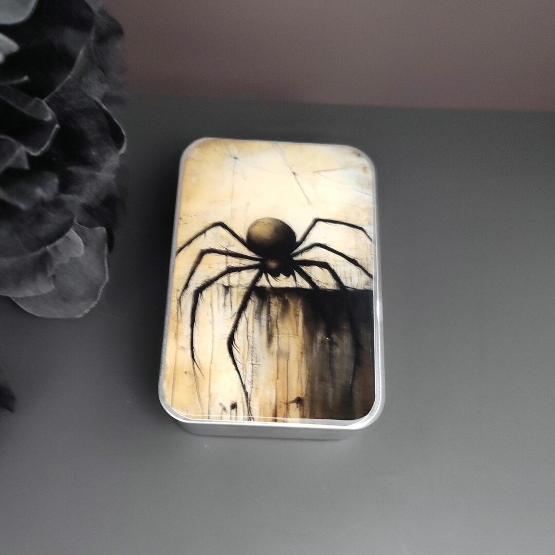 Halloween Spider Resin Coated Notions Tin: Gothic Slide Top Box - Etsy