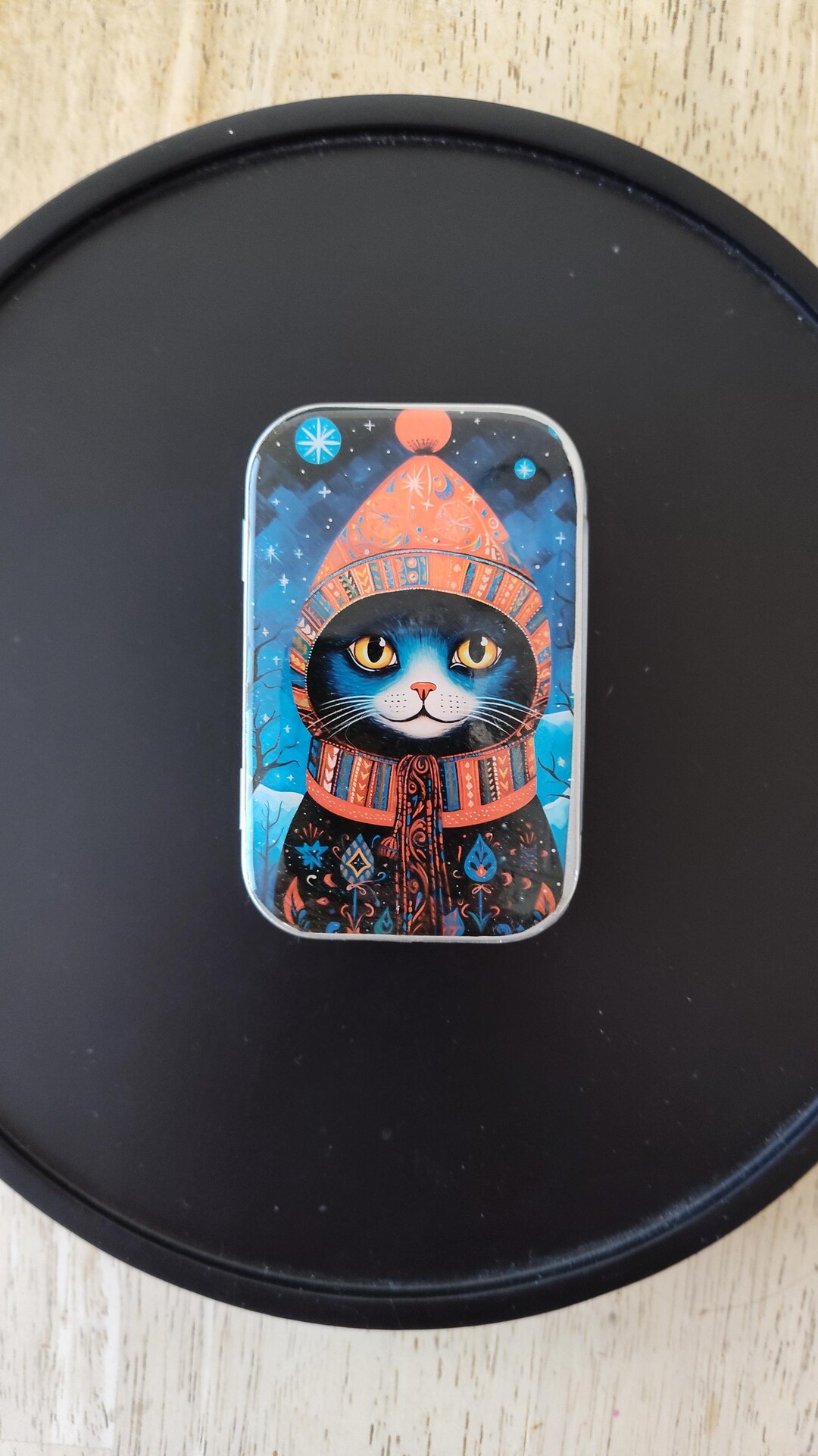 Handmade Christmas Kitten Resin Tin: Sewing, Knitting, Pill Box - Etsy