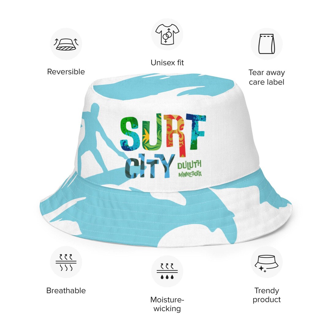 Surf City Surfing Bucket Hat, Reversible, Lake Superior Surfing, North ...