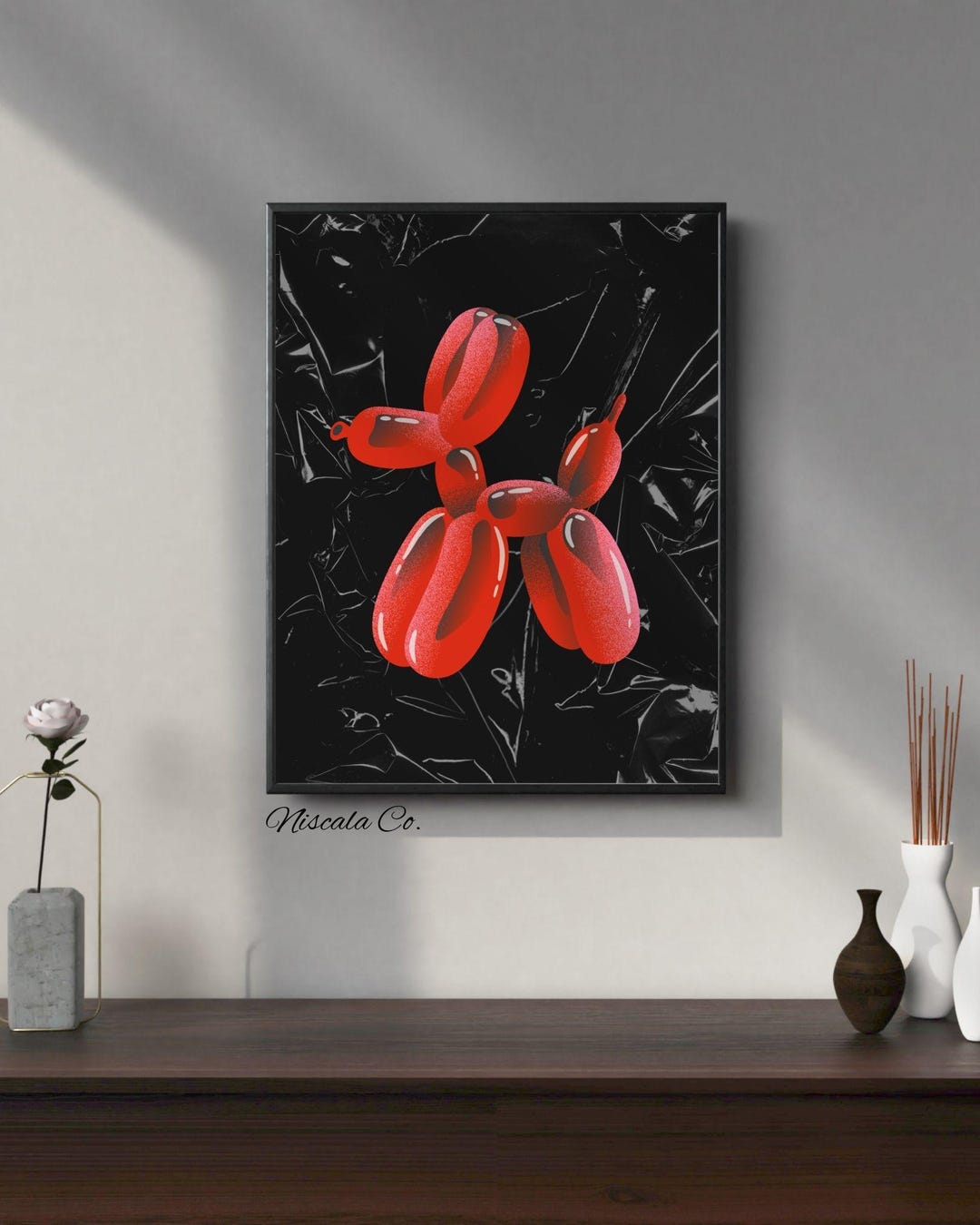 Dog Printable Art, Modern Red Balloon Dog Art, Contemporary Pop Art Dog ...