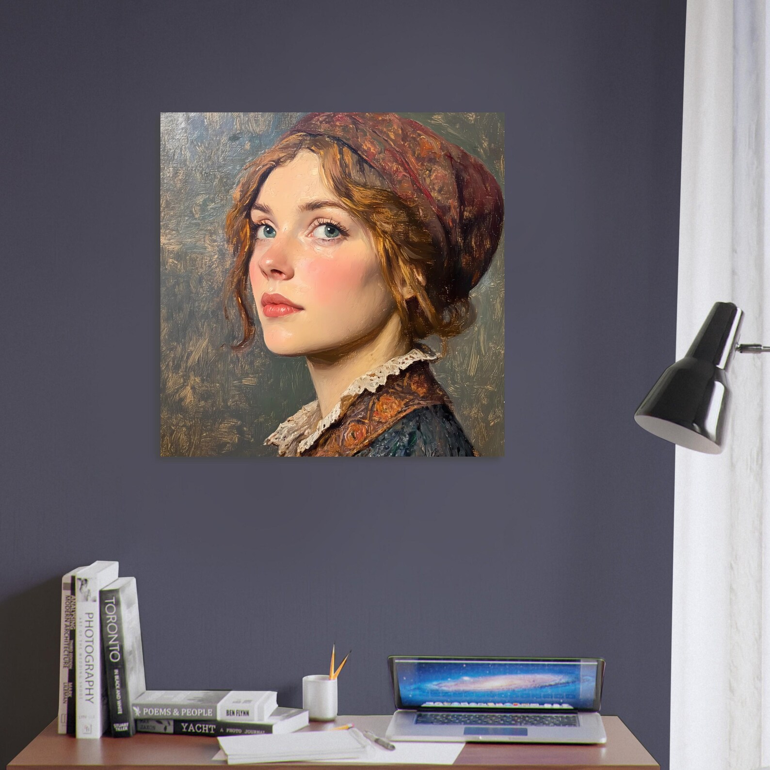 POSTER VERSION Vintage Woman Oil Painting Alt 4, Rustic Home Decor, Mid ...