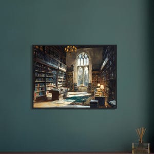 Cozy Reading Room Interior Oil Painting, Quaint Library, Romantic Era ...