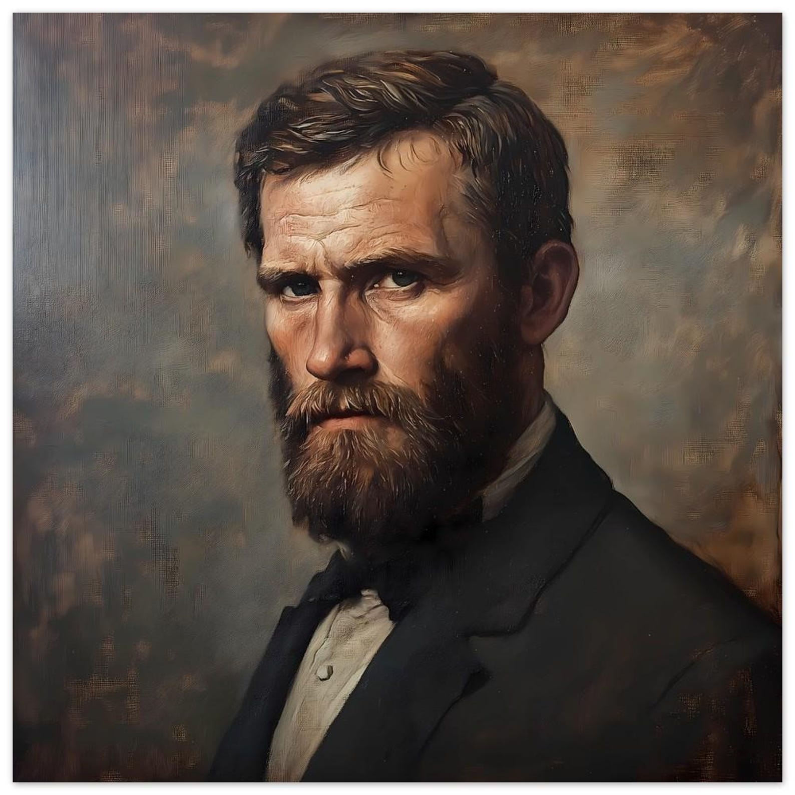 POSTER VERSION Vintage Man Oil Painting, Rustic Home Decor, Mid-century ...