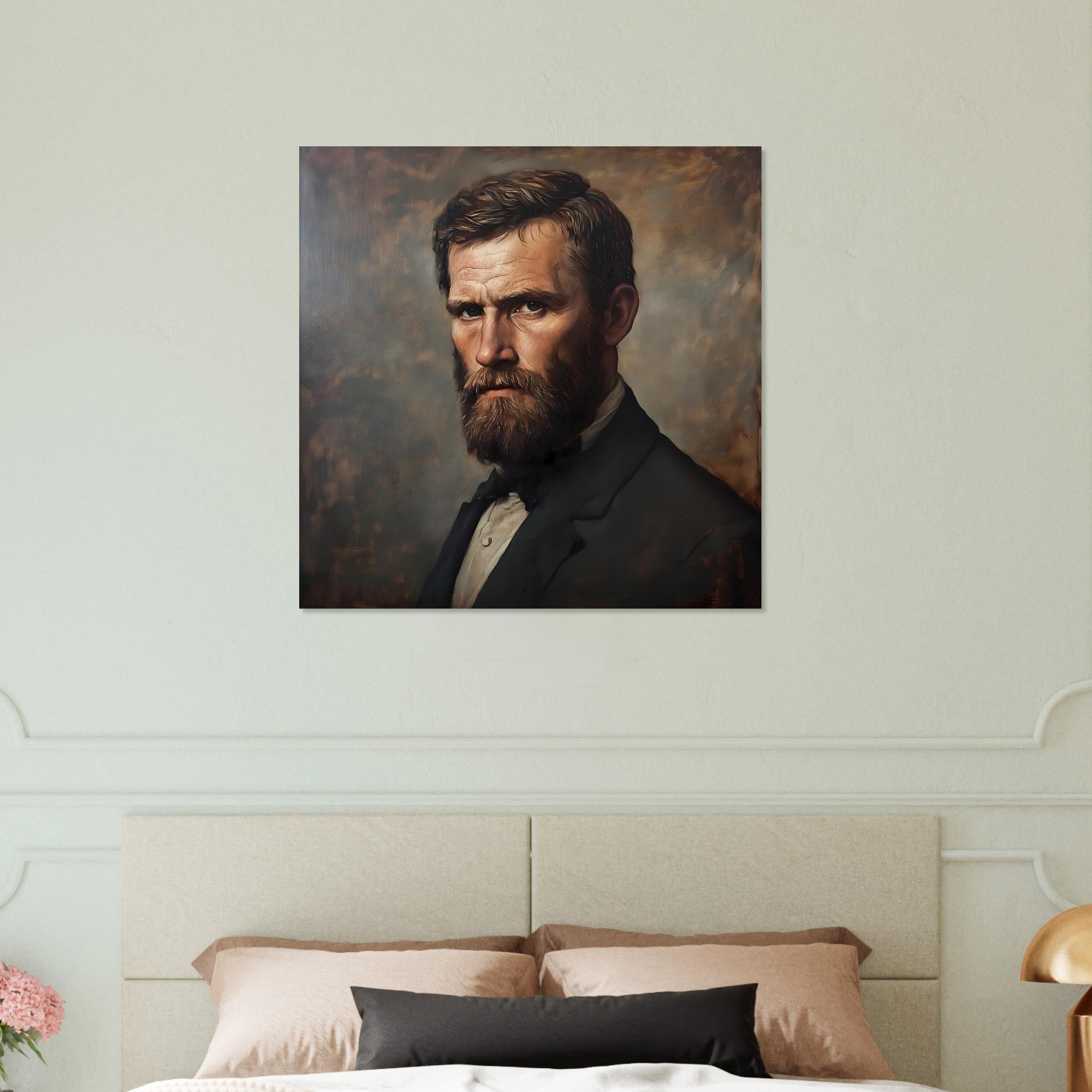 POSTER VERSION Vintage Man Oil Painting, Rustic Home Decor, Mid-century ...