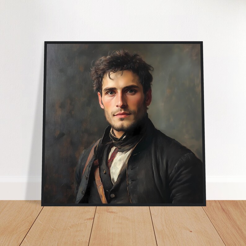 Vintage Man Alt 2 Oil Painting, Rustic Home Decor, Mid-century Art ...