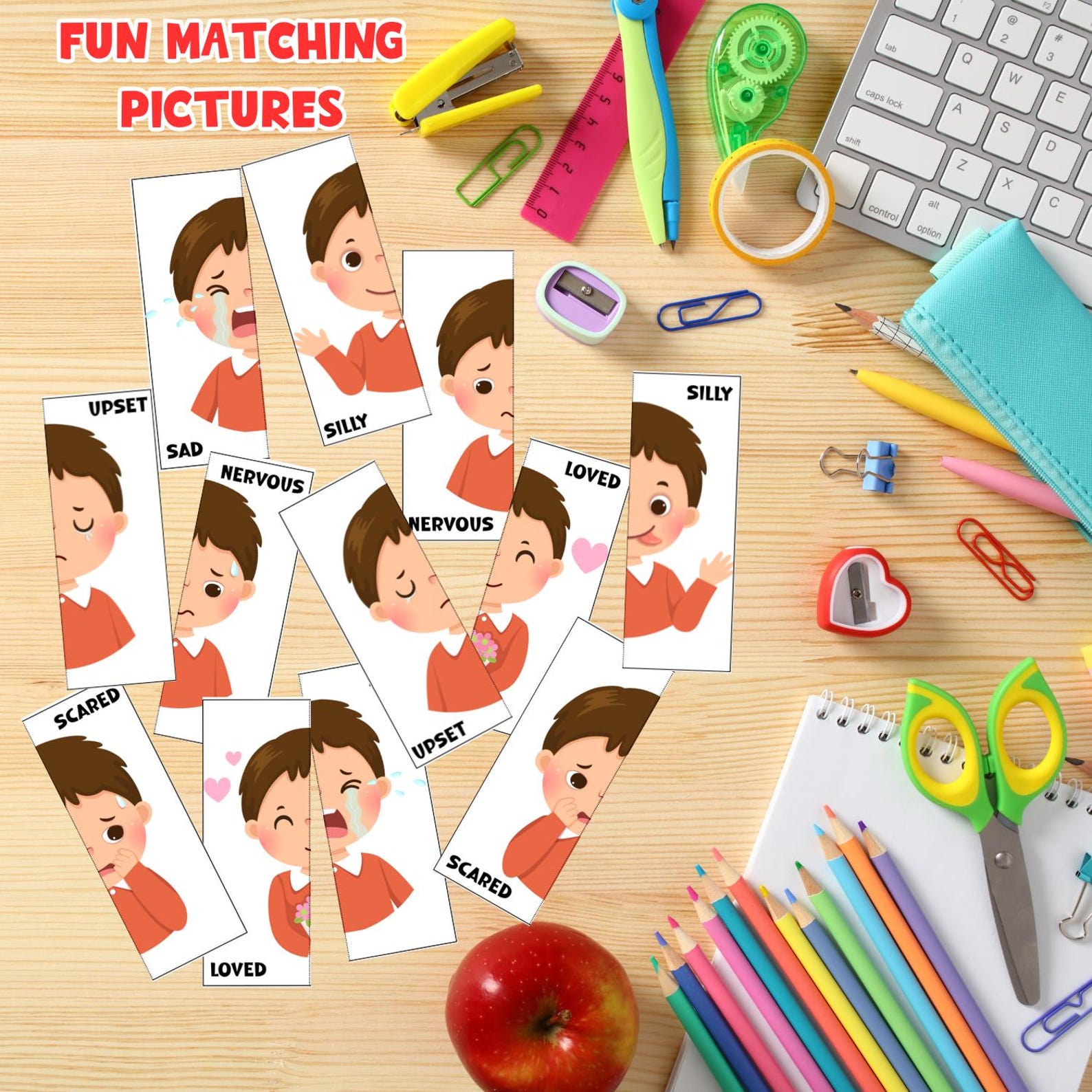 Emotion Matching Game: Feelings Flashcards, SEL Activity (printable PDF ...