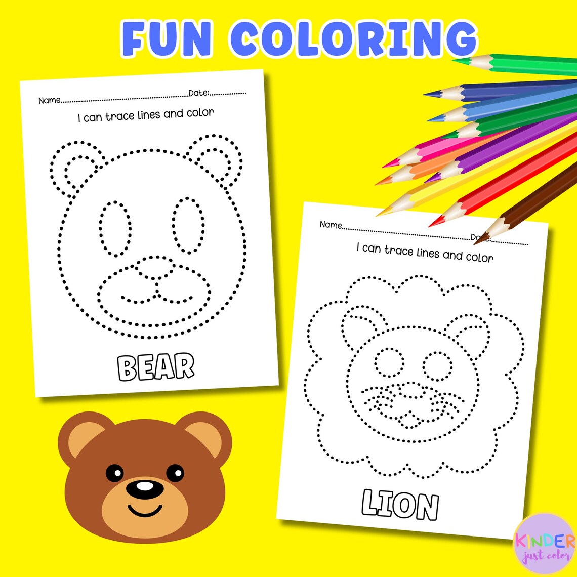 Tracing Worksheets, Animal Coloring, Line Trace for Preschool ...