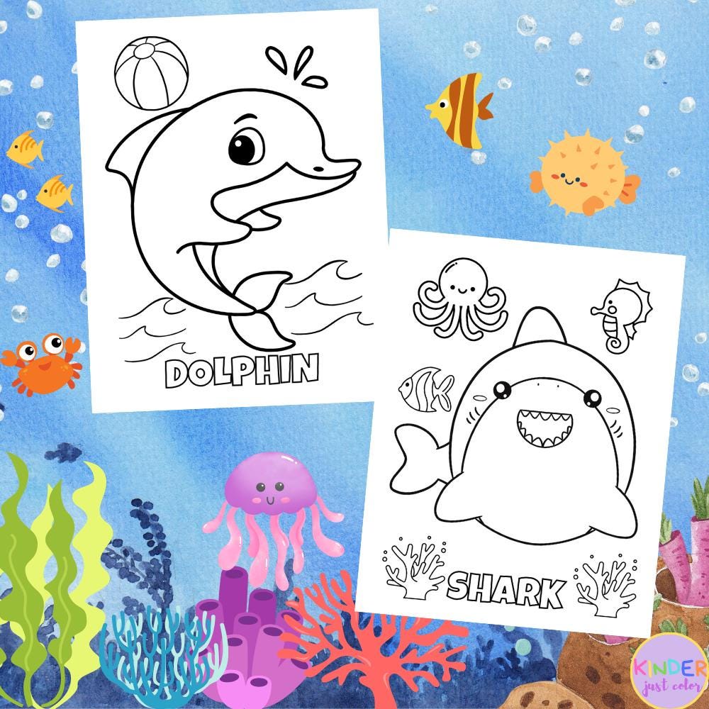 Sea Ocean Animal Coloring Pages, Sea Life, Marine Animal Coloring Sheet ...