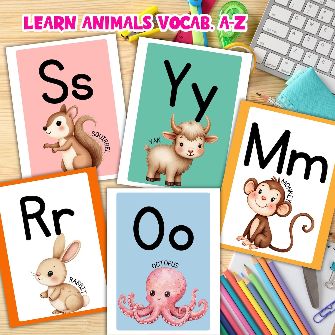 Animal Alphabet Poster Printable A-Z, ABC Teaching Tool for Preschool ...