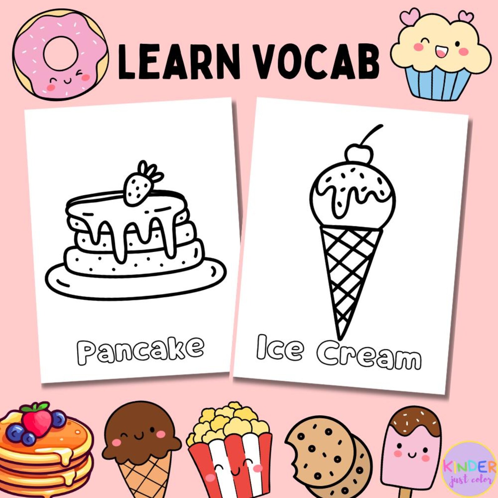 Sweet and Dessert Coloring Pages for Kids, Bold and Easy Coloring ...