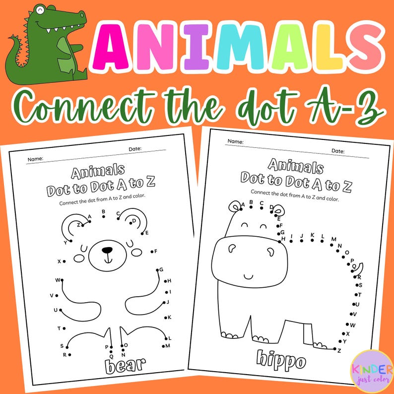 Dot-to-dot A-Z Worksheet, Connect-the-dots, Dot-to-dot Coloring Page ...