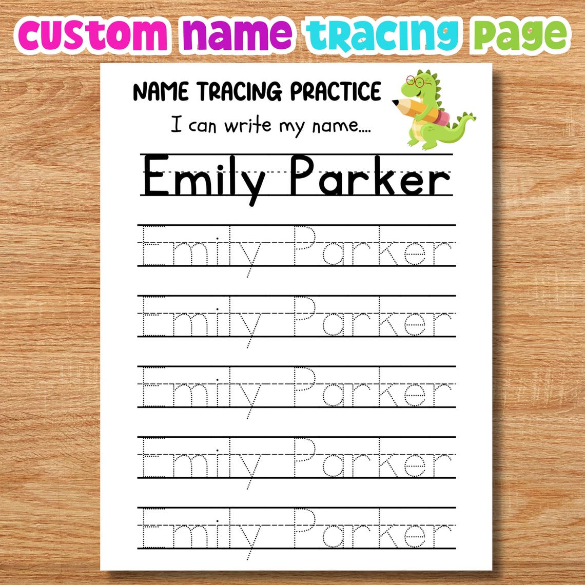 Pre-k Custom Name Tracing Worksheet, Name Writing Practice ...
