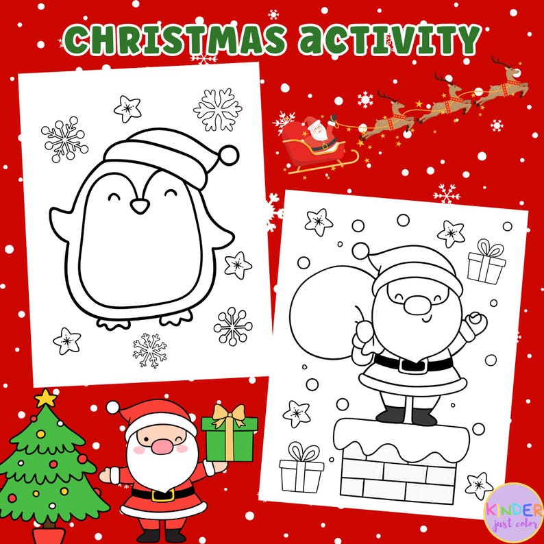 Christmas Coloring Pages for Kids Toddlers Preschoolers, Christmas ...