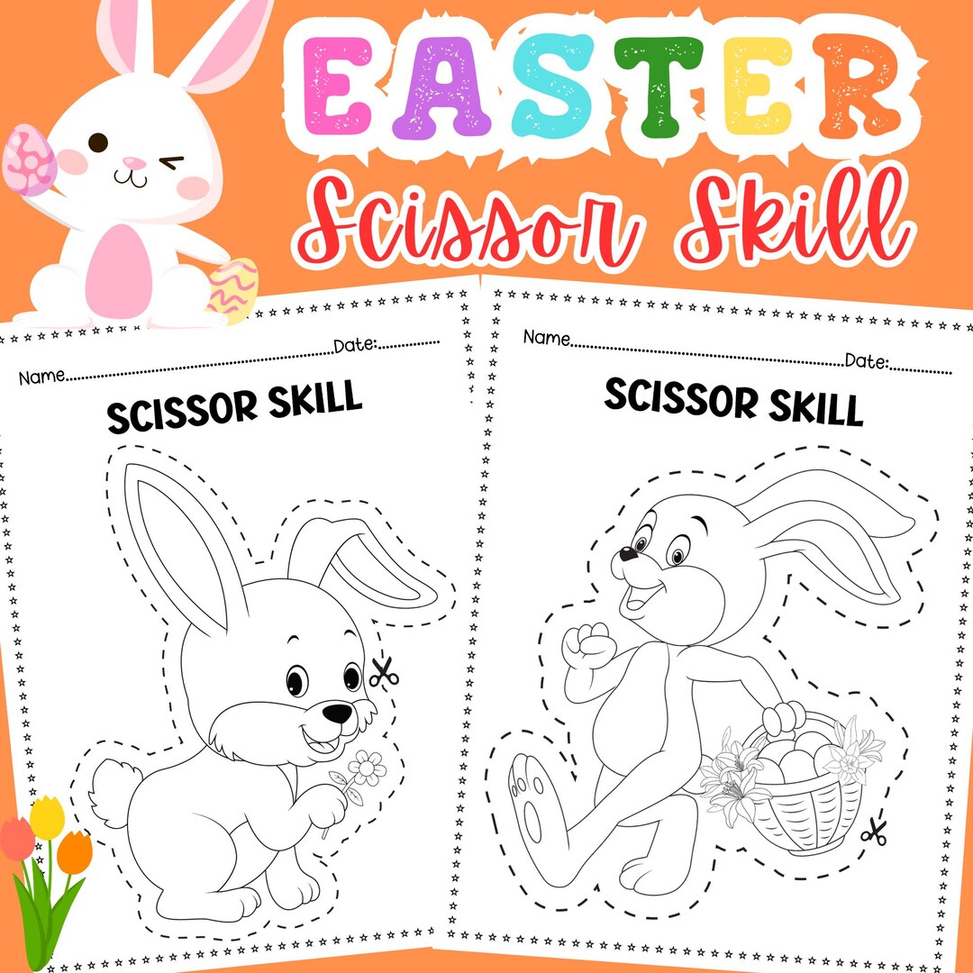 Easter Bunny Scissor Skills Worksheets, Cutting Practice & Coloring ...
