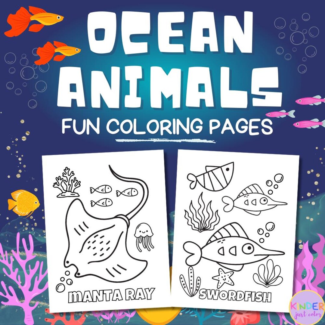 Sea Life Ocean Animal Coloring Pages, Marine Animal Coloring Sheet ...