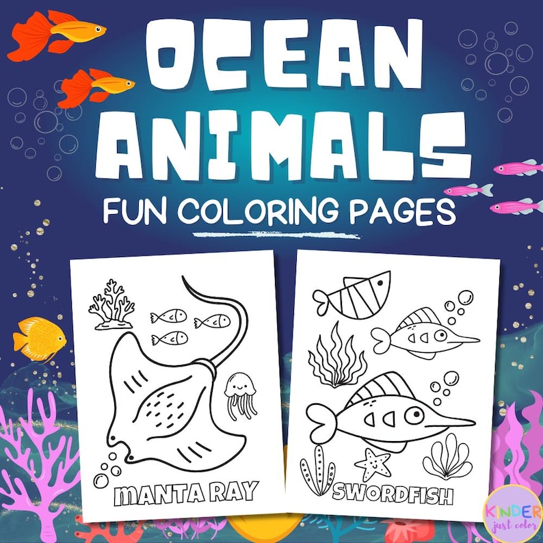 Sea Life Ocean Animal Coloring Pages, Marine Animal Coloring Sheet ...