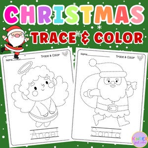 Christmas Coloring and Tracing Preschool Worksheet, Kindergarten ...