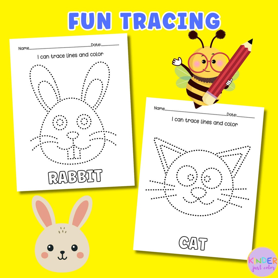 Tracing Worksheets, Animal Coloring, Line Trace for Preschool ...