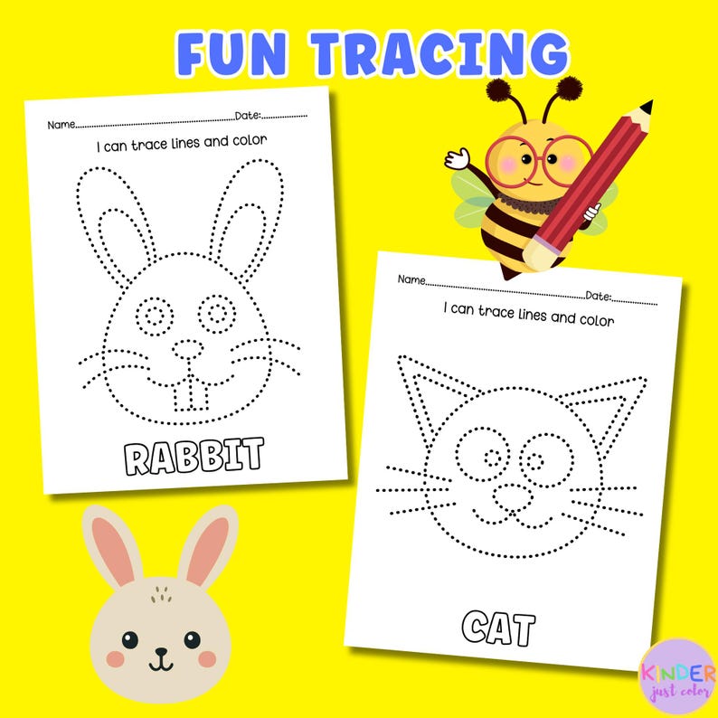 Tracing Worksheets, Animal Coloring, Line Trace for Preschool ...
